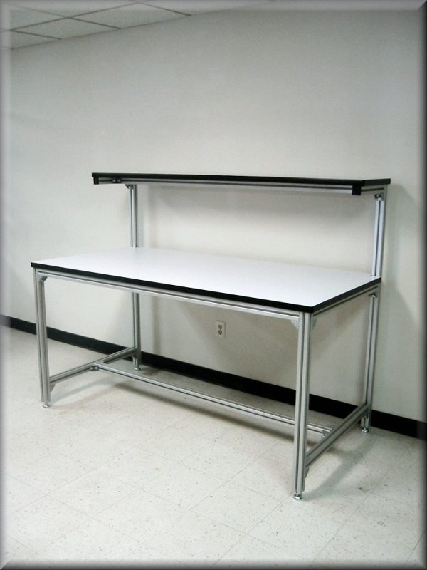 RDM Extruded Aluminum Table with Upper Shelf - F103P-AL-EXT